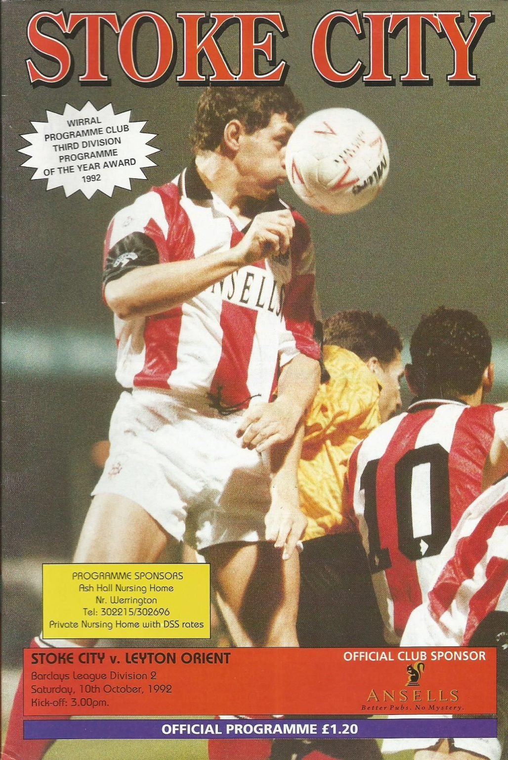 1992/93 Stoke City v Leyton Orient Barclays League Division Three
