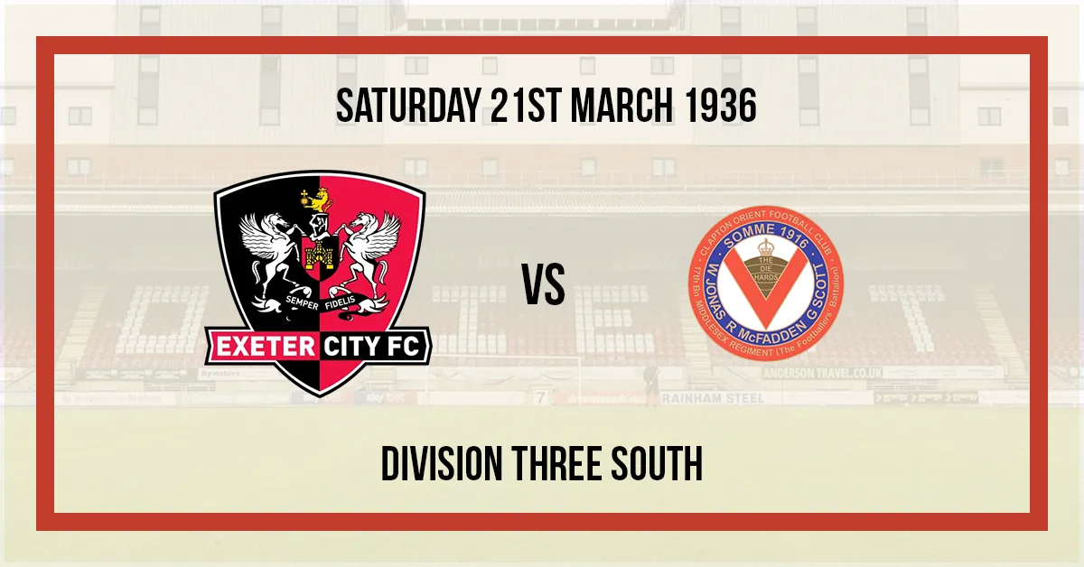 1935/36 Exeter City v Clapton Orient Division Three South